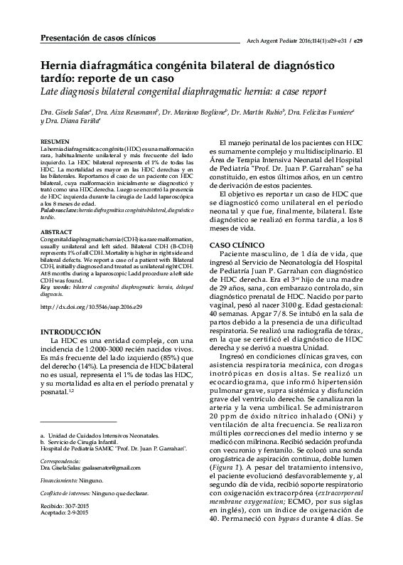 (PDF) [Late diagnosis bilateral congenital diaphragmatic hernia: a case ...