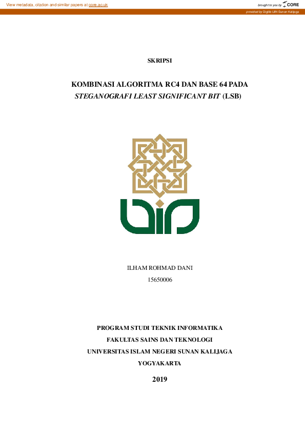 (PDF) Kombinasi Algoritma RC4 Dan Base 64 Padasteganografi Least ...