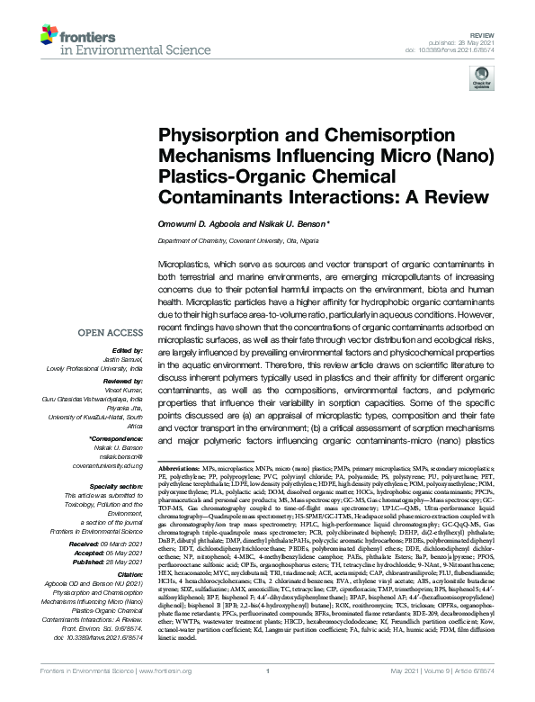 (PDF) Physisorption and Chemisorption Mechanisms Influencing Micro ...