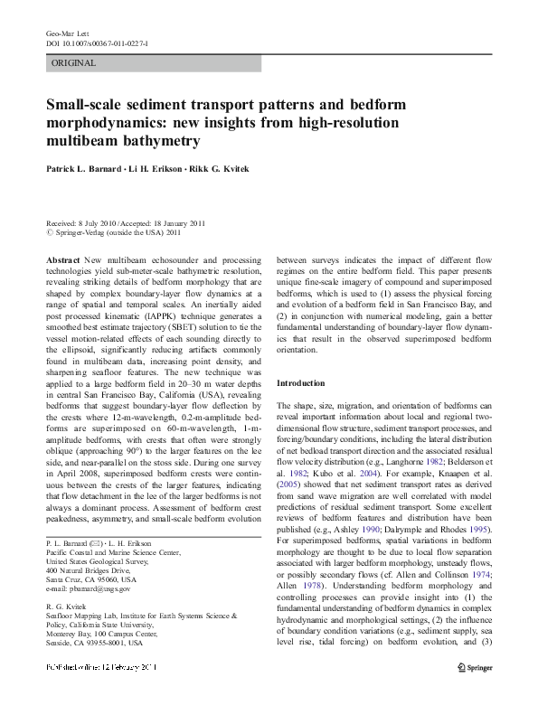 (PDF) Small-scale sediment transport patterns and bedform ...