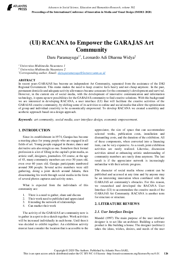 (PDF) (UI) RACANA to Empower the GARAJAS Art Community