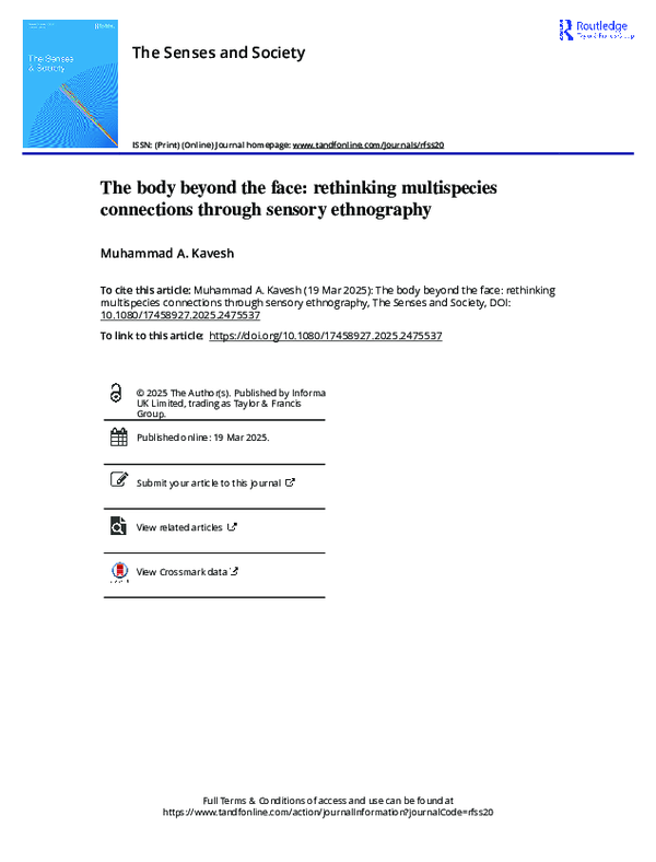 (PDF) The body beyond the face: rethinking multispecies connections ...