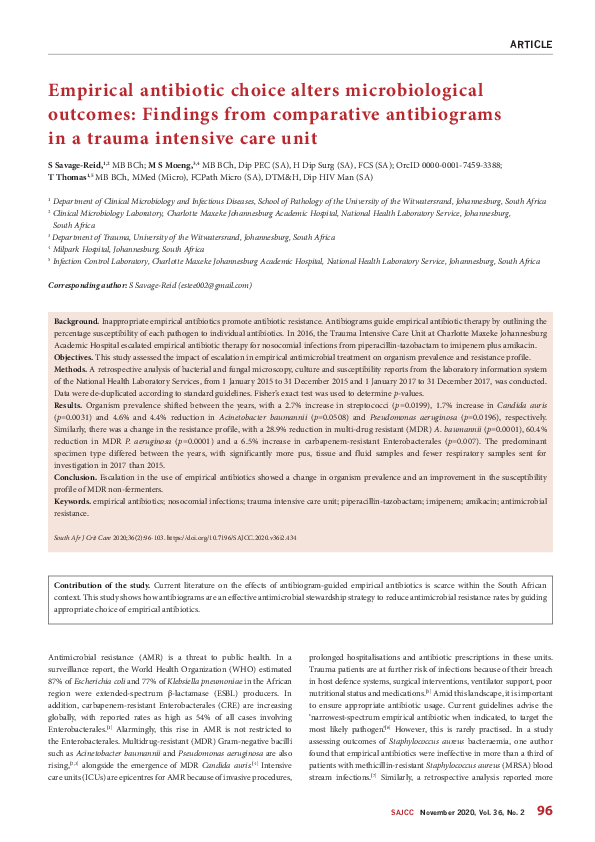 (PDF) Empirical antibiotic choice alters microbiological outcomes ...