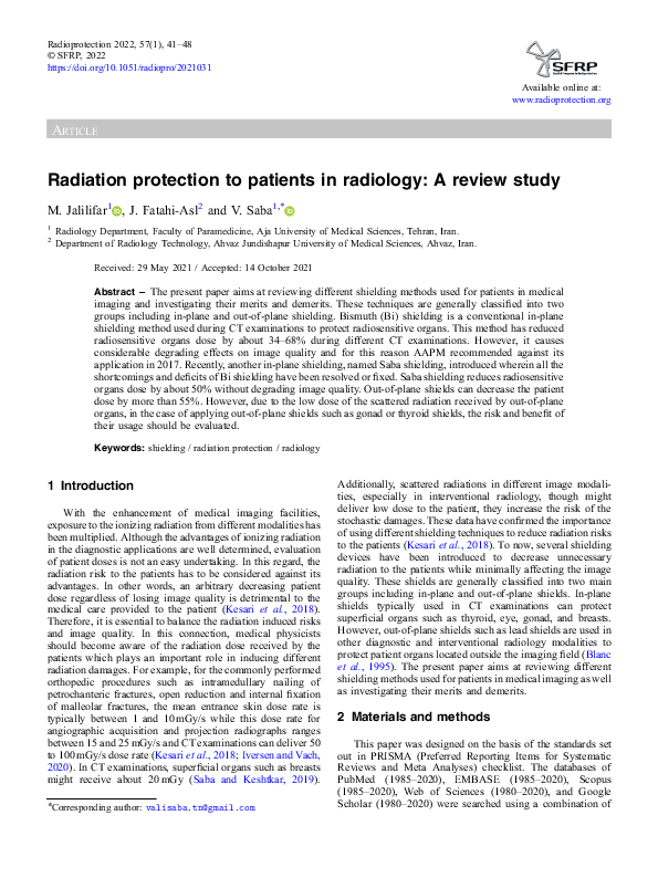 (PDF) Radiation protection to patients in radiology: A review study