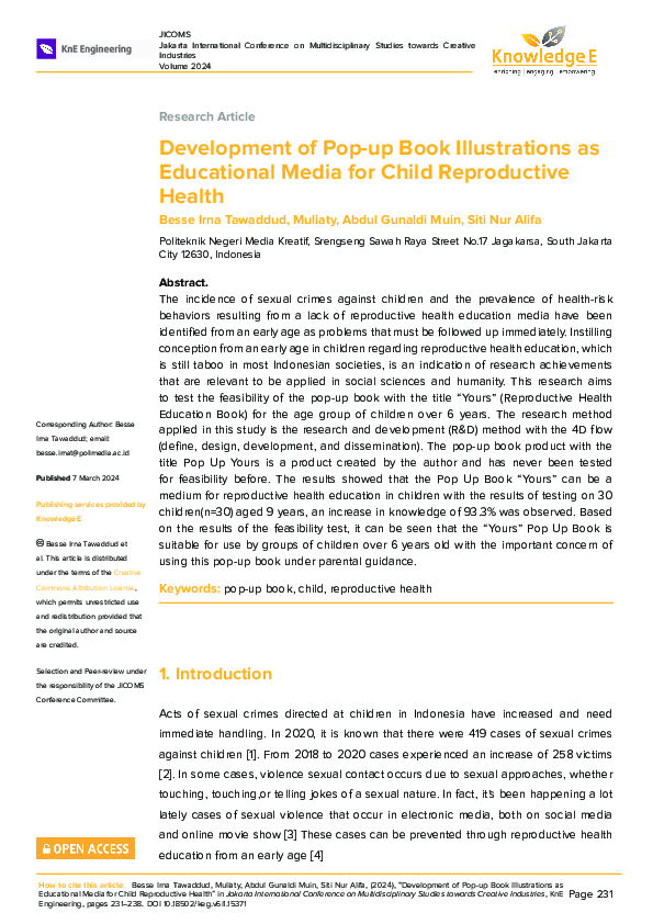 (PDF) Development of Pop-up Book Illustrations as Educational Media for ...