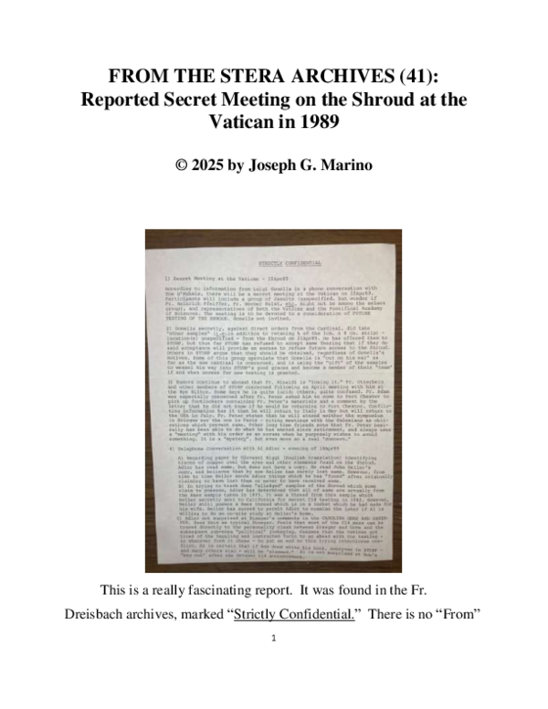 (PDF) FROM THE STERA ARCHIVES (41): Reported Secret Meeting on the ...