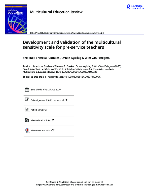 (PDF) Development and Validation of a Multicultural self-efficacy Scale for Adolescent