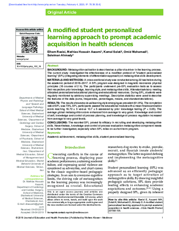 (PDF) A modified student personalized learning approach to prompt ...
