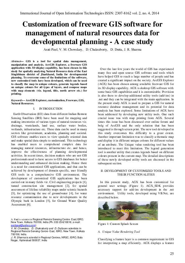 (PDF) Customization of freeware GIS software for management of natural resources data for ...