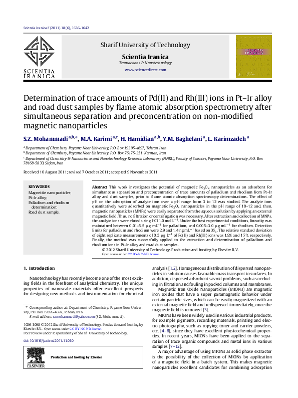 Pdf Determination Of Trace Amounts Of Pd Ii And Rh Iii Ions In Pt Ir Alloy And Road Dust