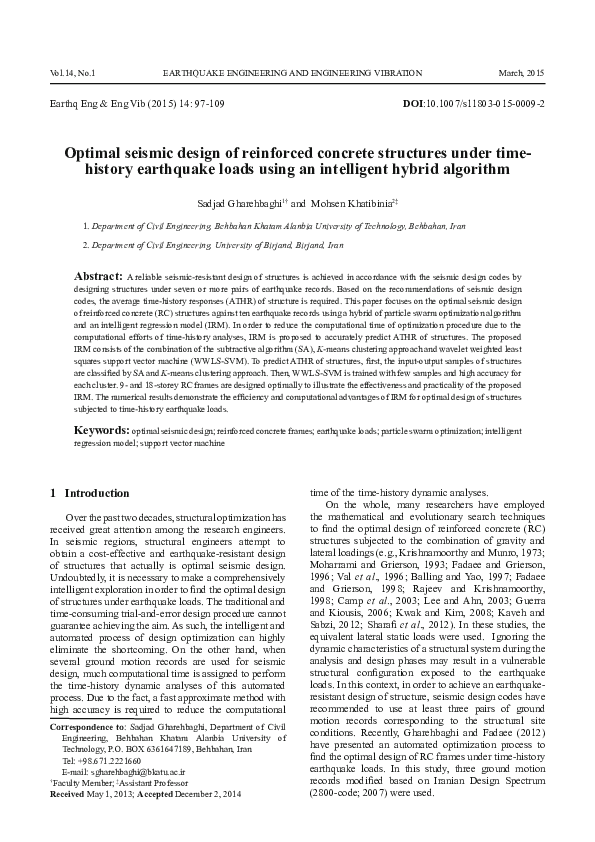 (PDF) Optimal seismic design of reinforced concrete structures under time-history earthquake ...