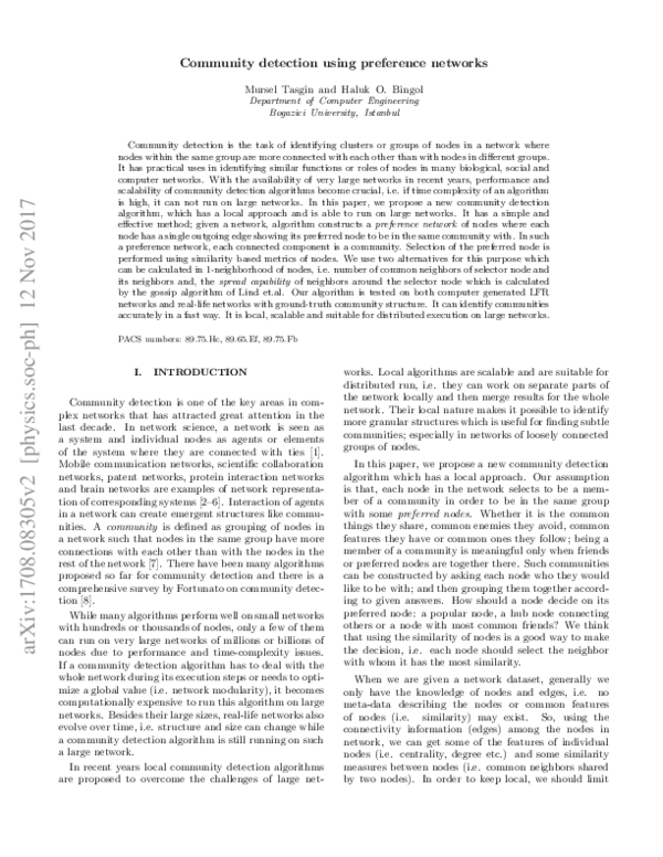 (PDF) Community detection using preference networks