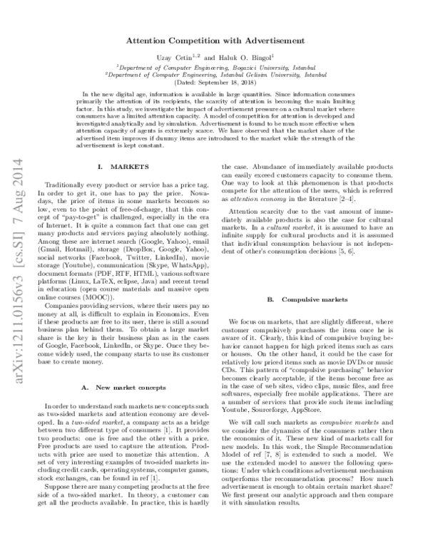 (PDF) Effect of Advertisement to the Simple Recommendation Model