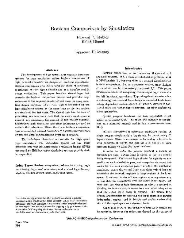 (PDF) Boolean comparison by simulation