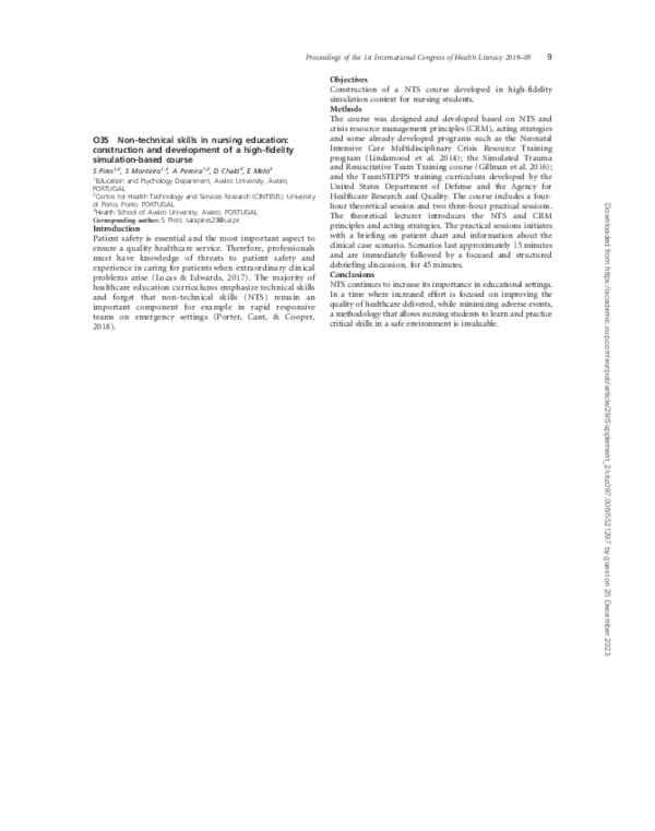 (PDF) O35 Non-technical skills in nursing education: construction and development of a high ...