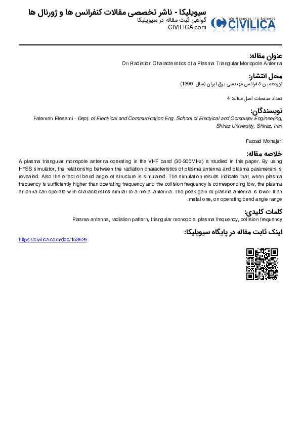 (PDF) On radiation characteristics of a plasma triangular monopole antenna