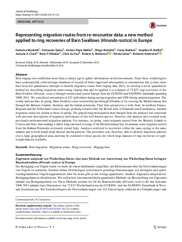 (PDF) Representing migration routes from re-encounter data: a new ...