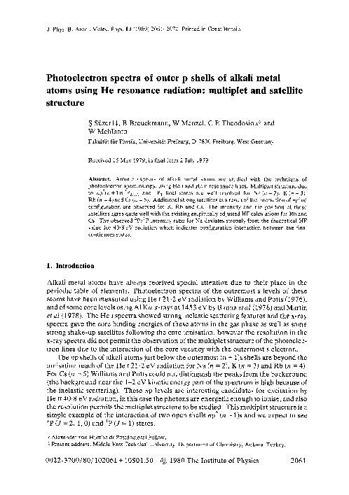 (PDF) Photoelectron spectra of outer p shells of alkali metal atoms ...