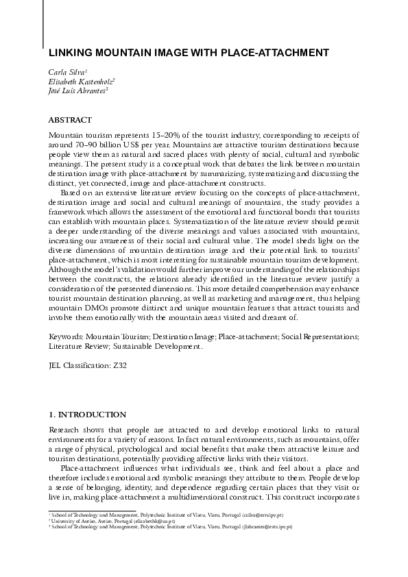 (PDF) Linking Mountain Image with Place-Attachment
