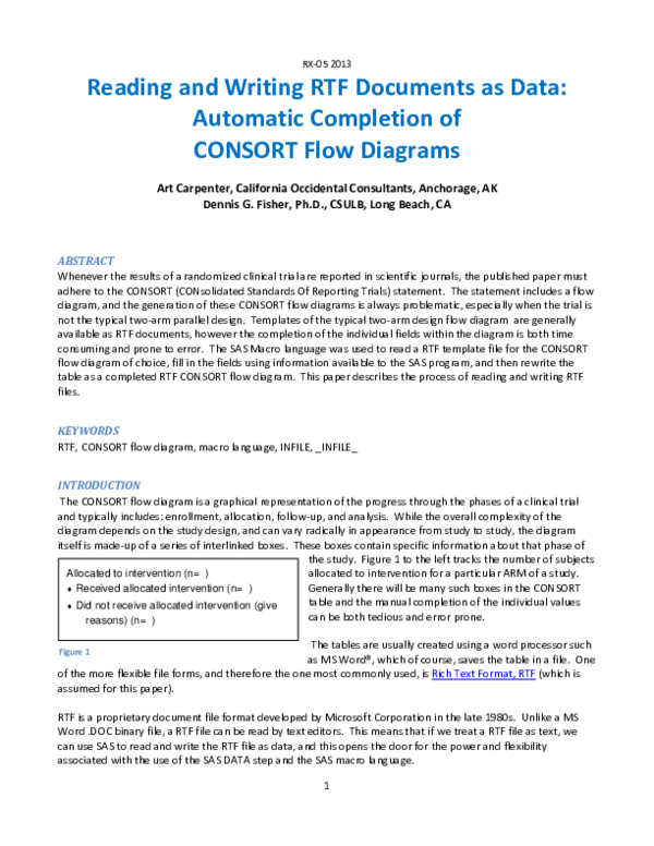 (PDF) Reading and Writing RTF Documents as Data: Automatic Completion of CONSORT Flow Diagrams