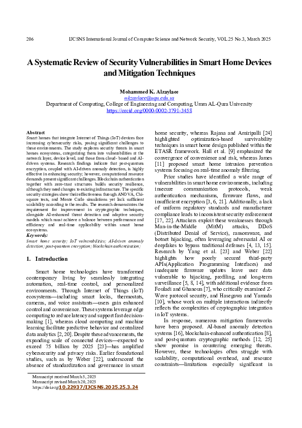 (PDF) A Systematic Review of Security Vulnerabilities in Smart Home ...