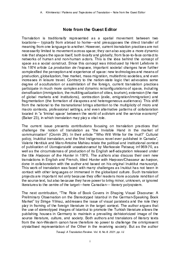 (PDF) Note from the Guest Editor