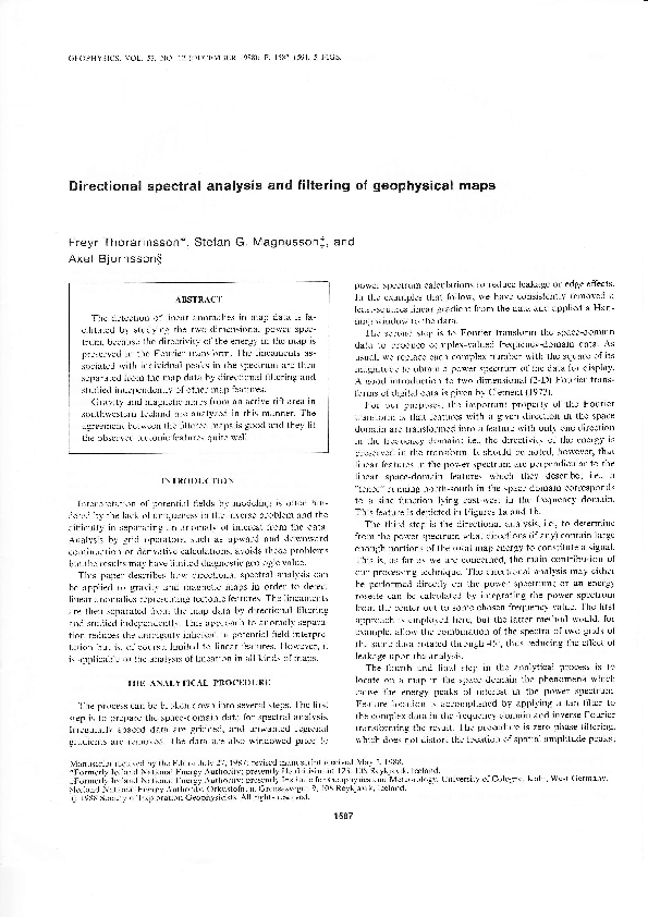 (PDF) Directional spectral analysis and filtering of geophysical maps