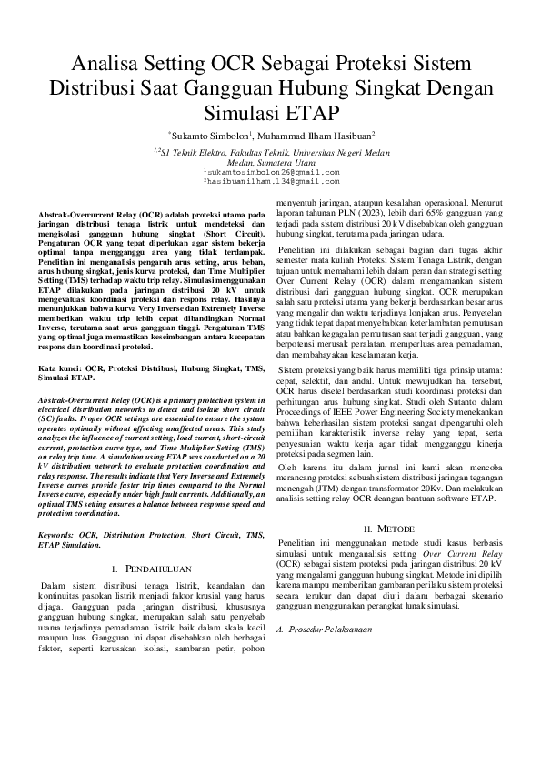 (PDF) Analisa Setting OCR Sebagai Proteksi Sistem Distribusi Saat ...