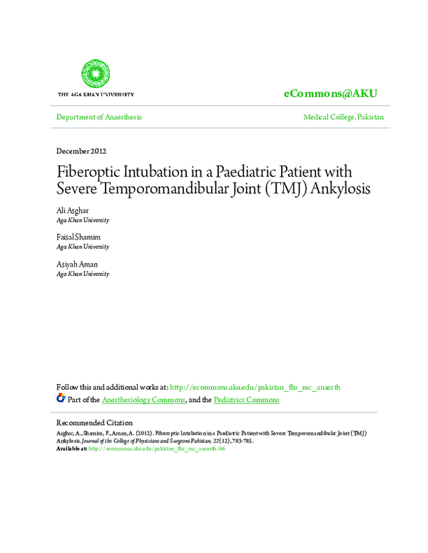 (PDF) Fiberoptic Intubation in a Paediatric Patient with Severe ...