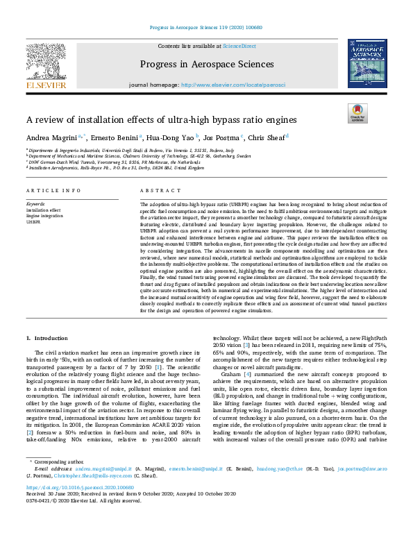 (PDF) A review of installation effects of ultra-high bypass ratio engines