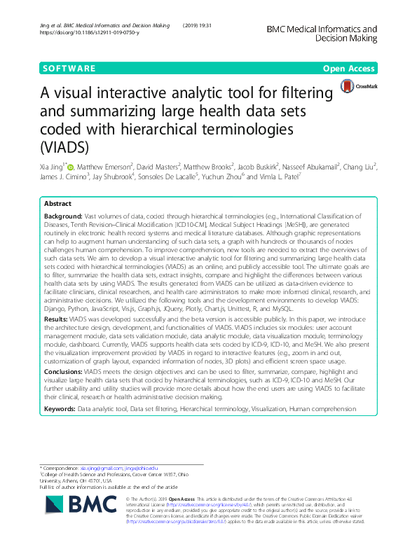 (PDF) A visual interactive analytic tool for filtering and summarizing ...
