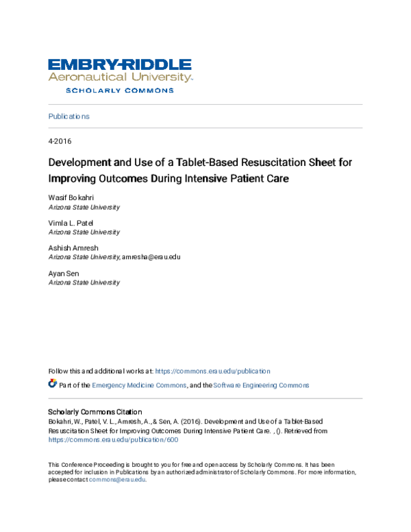 (PDF) Development and Use of a Tablet-based Resuscitation Sheet for ...
