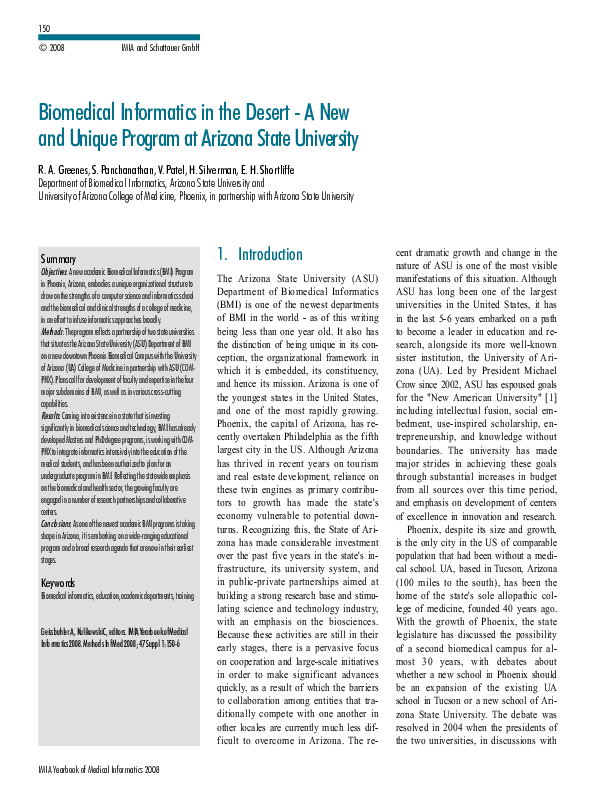 (PDF) Biomedical Informatics in the Desert - A New and Unique Program ...