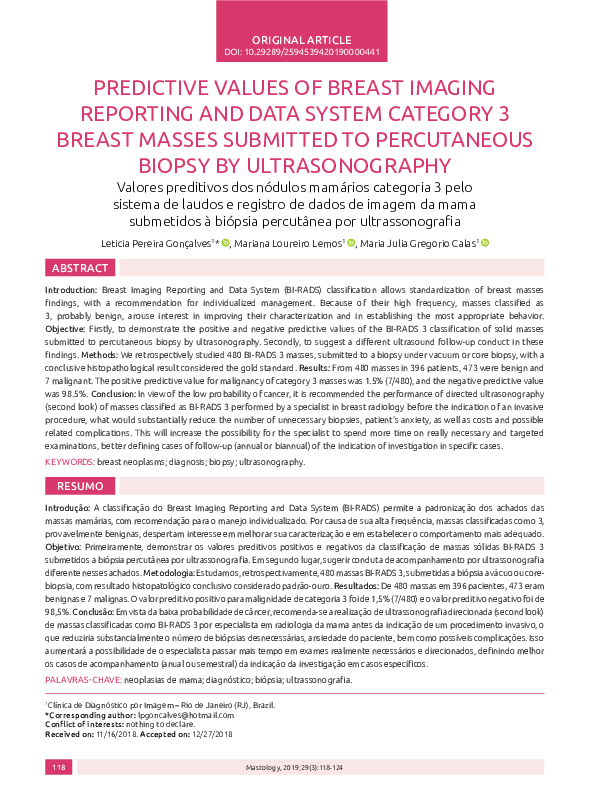 (PDF) Predictive values of breast imaging reporting and data system ...