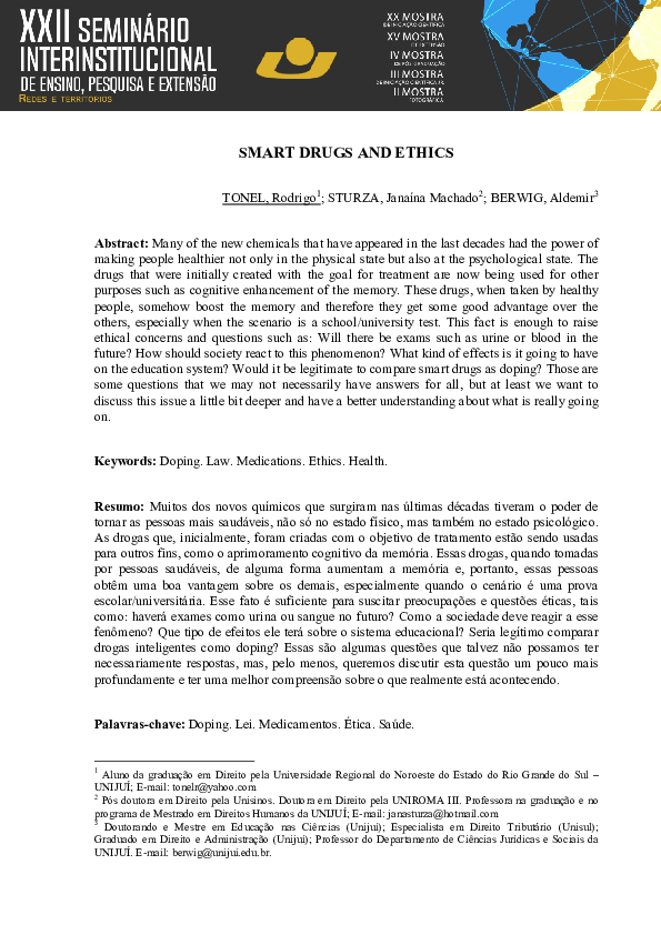 (PDF) Smart Drugs and Ethics