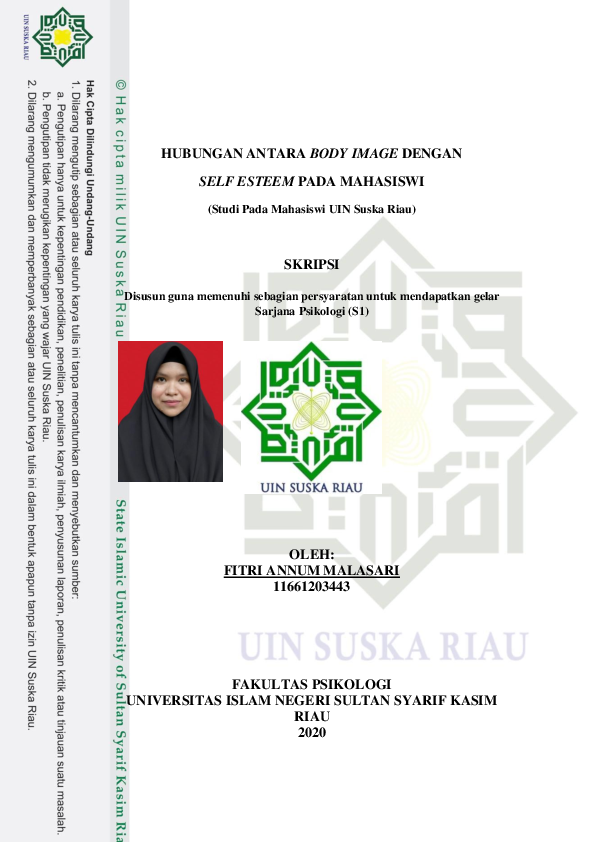 (PDF) HUBUNGAN ANTARA BODY IMAGE DENGAN SELF ESTEEM PADA MAHASISWI (Studi Pada Mahasiswi UIN ...