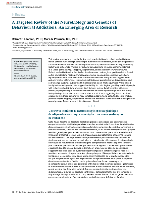 (PDF) A Targeted Review of the Neurobiology and Genetics of Behavioural ...