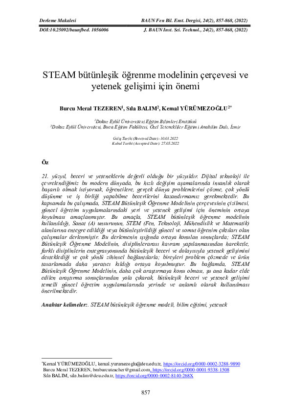 (PDF) The Framework of the STEAM Integrated Learning Model and Its ...