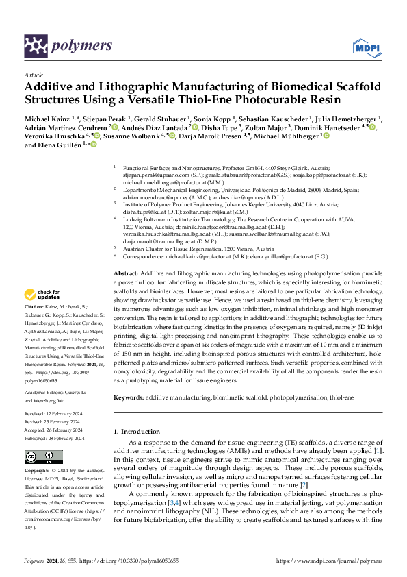 (PDF) Additive and Lithographic Manufacturing of Biomedical Scaffold ...