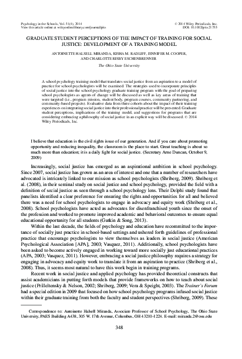 (PDF) Graduate Student Perceptions of the Impact of Training for Social ...