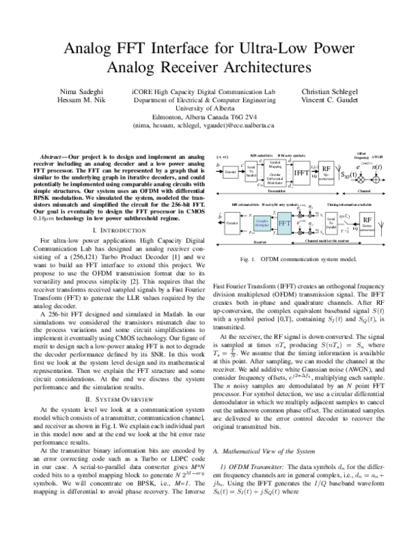(PDF) Analog FFT interface for ultra-low power analog receiver ...