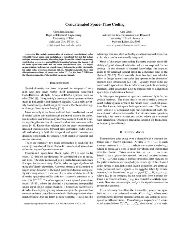 (PDF) Concatenated space-time coding
