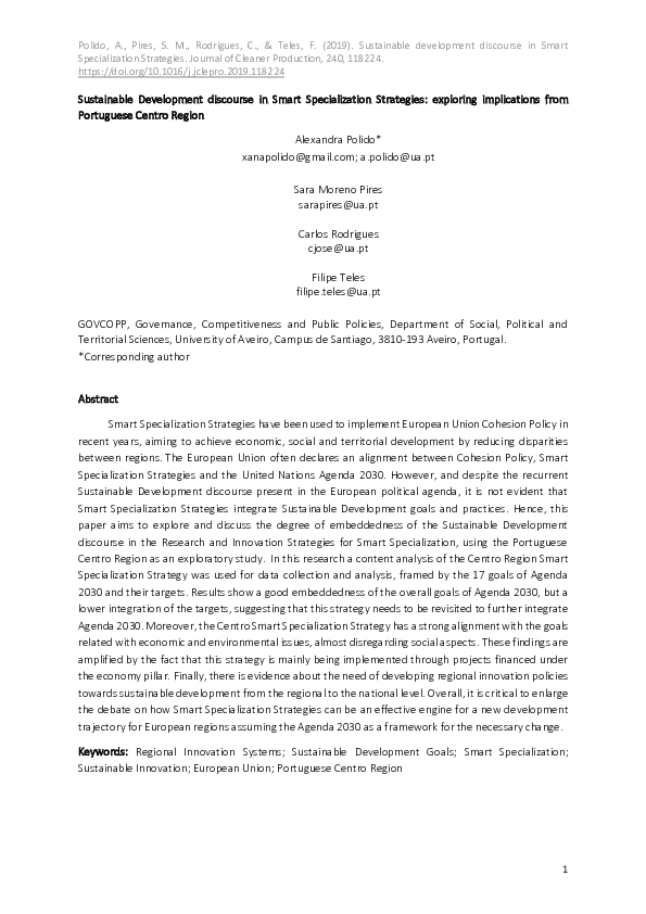 (PDF) Sustainable development discourse in Smart Specialization Strategies