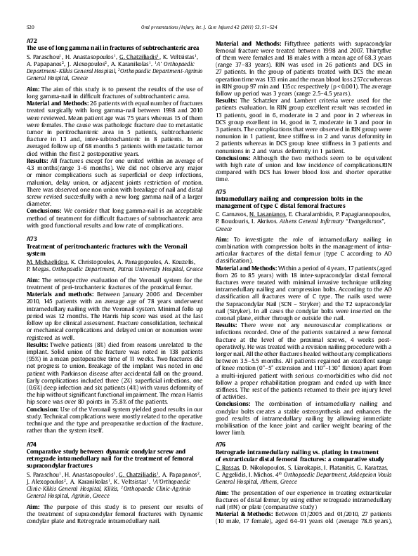 (PDF) A75 Intramedullary nailing and compression bolts in the ...