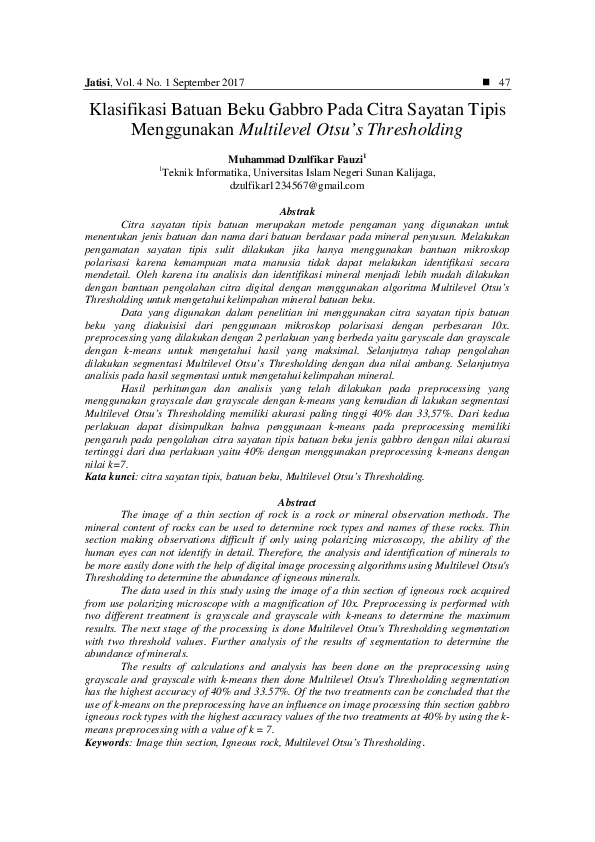 (PDF) Klasifikasi Batuan Beku Gabbro Pada Citra Sayatan Tipis ...