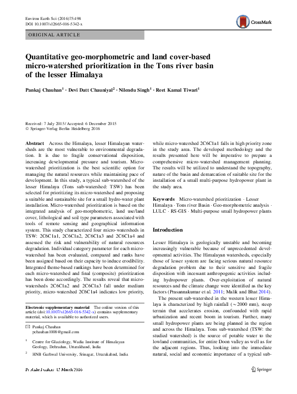 (PDF) Quantitative geo-morphometric and land cover-based micro ...