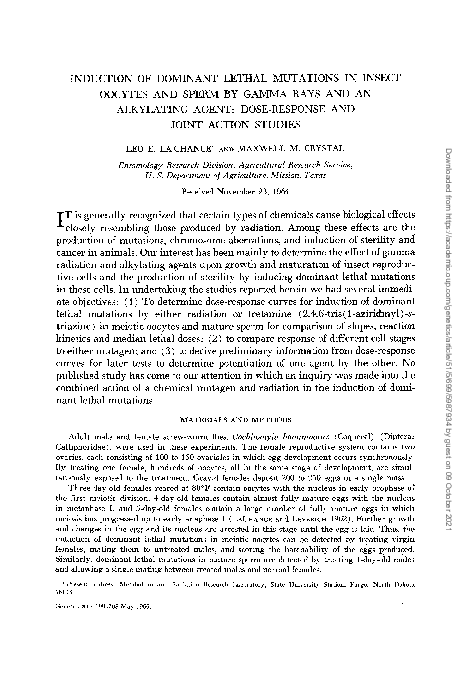 (PDF) Induction of Dominant Lethal Mutations in Insect Oocytes and ...