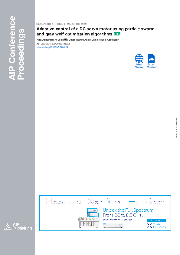 (PDF) Adaptive Control of a DC Servo Motor Using Particle Swarm and ...