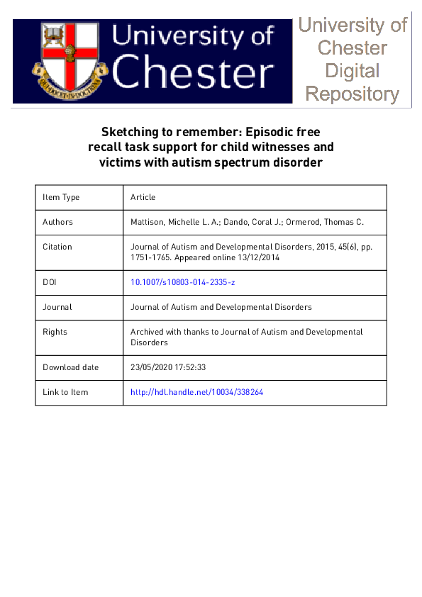 (PDF) Sketching to Remember: Episodic Free Recall Task Support for ...