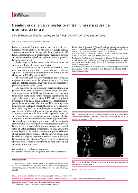 (PDF) Mitral Regurgitation Secondary to Cleft Posterior Mitral Valve ...